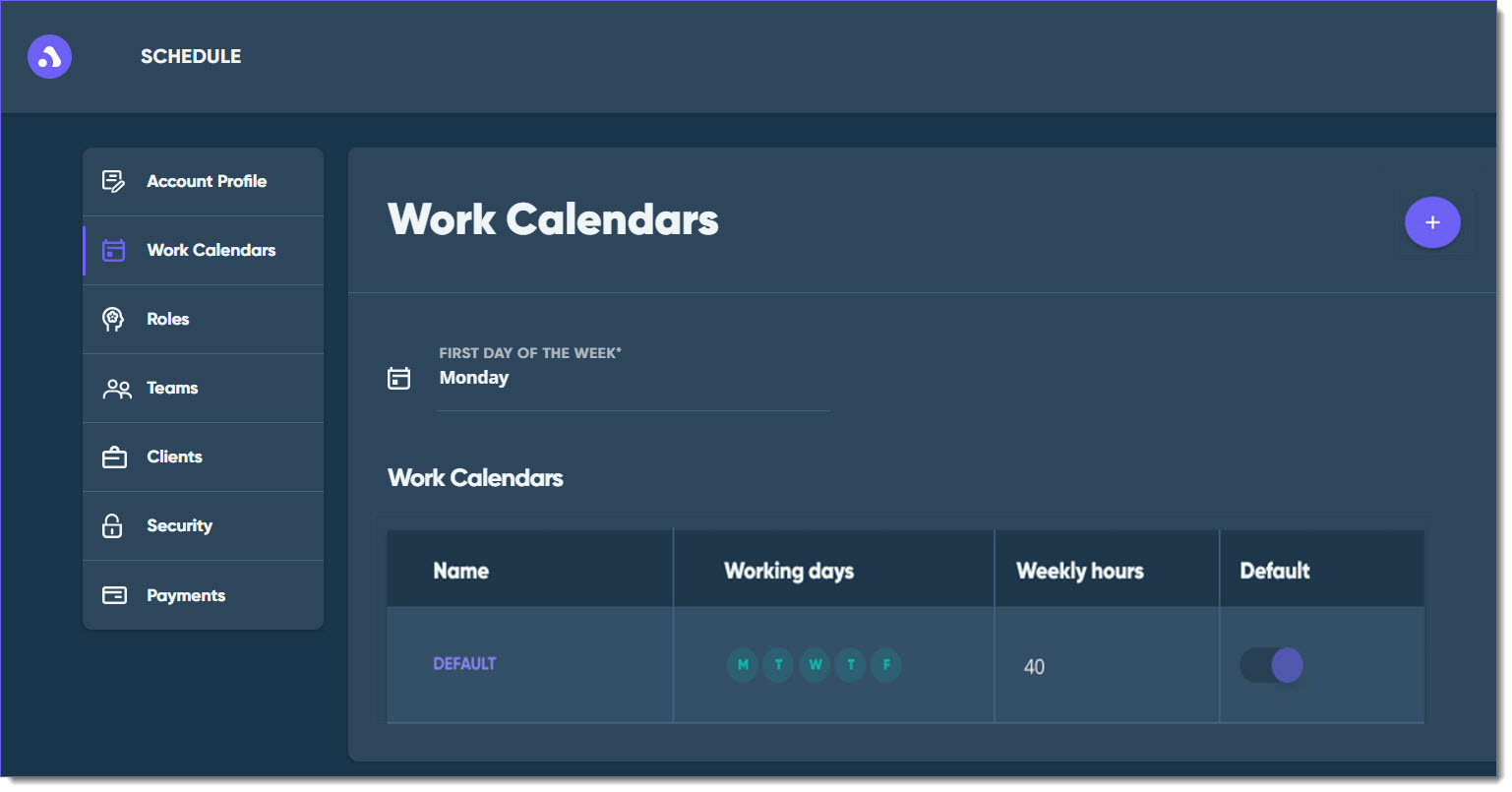 Adding a Work Calendar