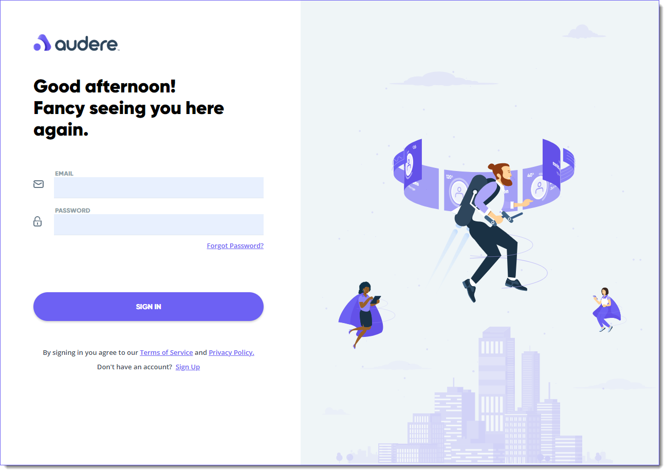 Signing Into Audere After Joining
